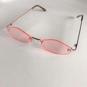 Accessories | Pink Slim Diamond Sunglasses Sunnies Rimless Fun | Poshmark